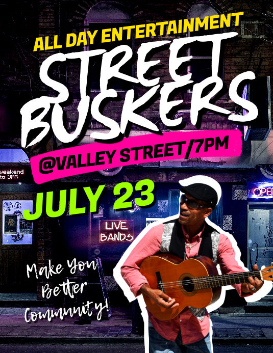 Street Buskers Flyer Template | PosterMyWall