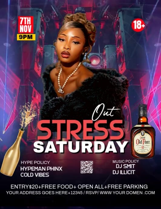 Plantilla de Stress Saturday out | PosterMyWall