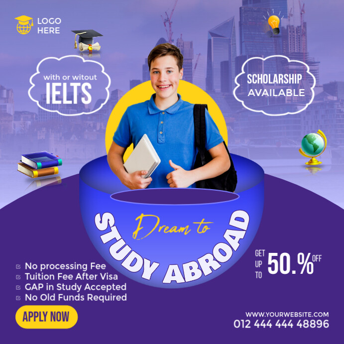 Study abroad ad template | PosterMyWall