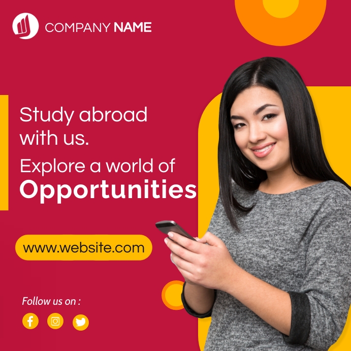 study abroad advertising instagram post banne Template | PosterMyWall