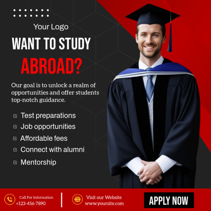 Study abroad flyer template design | PosterMyWall