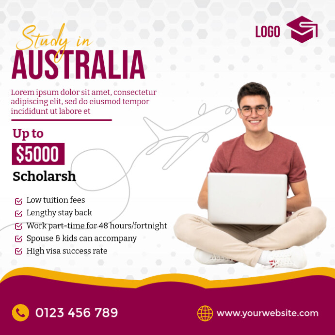 Study in Australia abroad scholarship flyer design Template | PosterMyWall