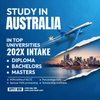 Blue Professional Study In Australia Ad Instagram Post Template ...