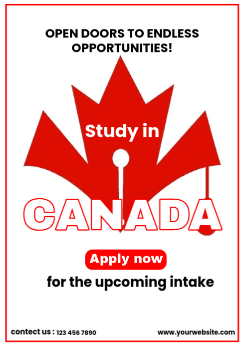Modèle Study In Canada A4 | PosterMyWall