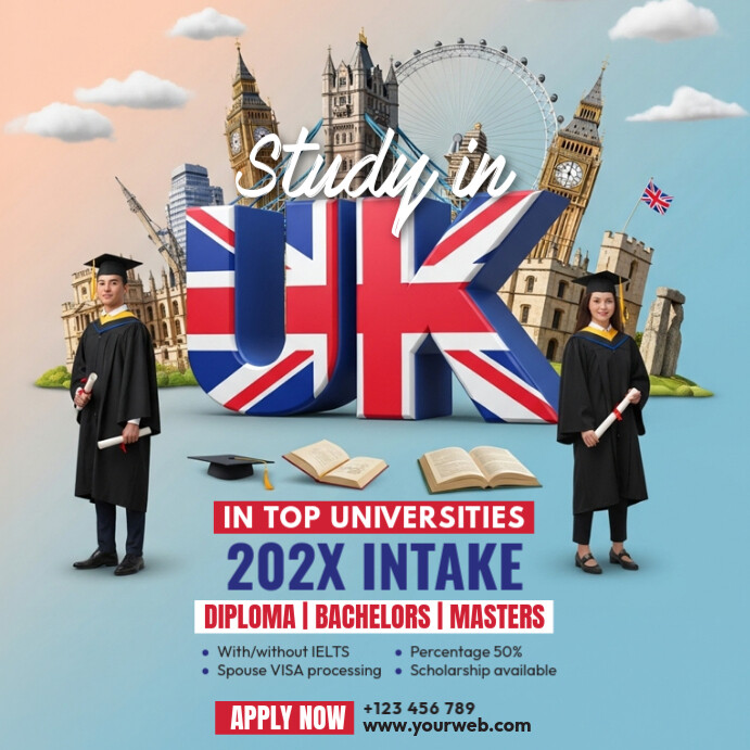 Study In Uk Ad Instagram Post Template | PosterMyWall