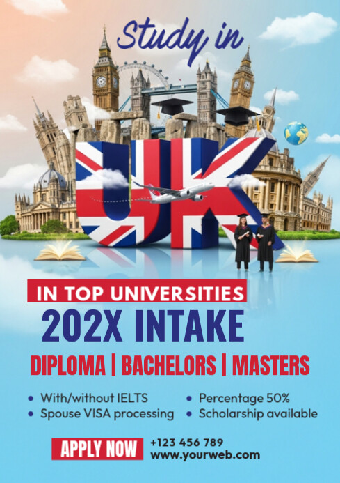 Study In UK Flyer A4 Template | PosterMyWall