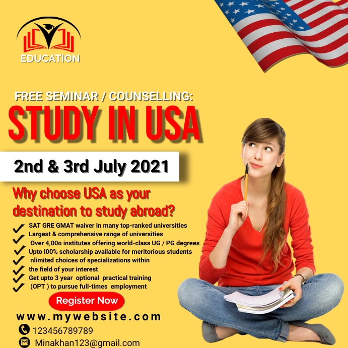 study in usa poster Template | PosterMyWall