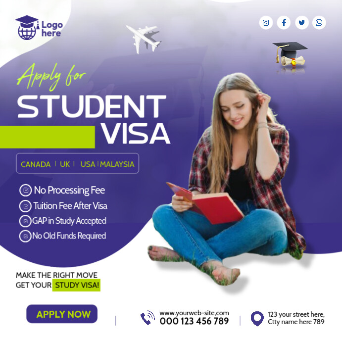 Plantilla de Study visa-post | PosterMyWall