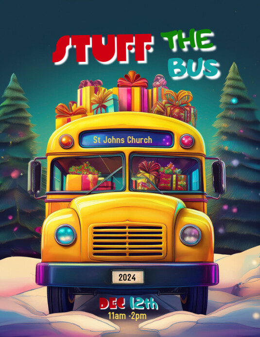 Copy of Stuff the Bus Event Holiday Fundraiser Flyer | PosterMyWall