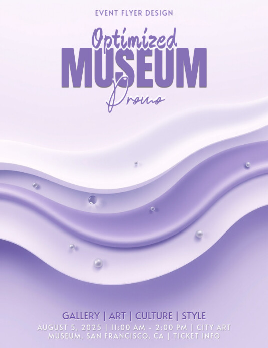 Stylish Art Gallery Flyer Template | Sleek Lilac Cream Design for ...