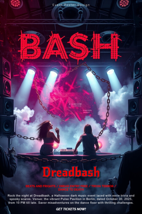 Stylish Dark Music Eerie Halloween Trivia Theme Poster Design Template ...