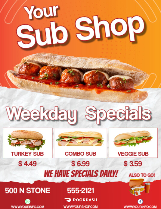 SUB SHOP FLYER Template | PosterMyWall