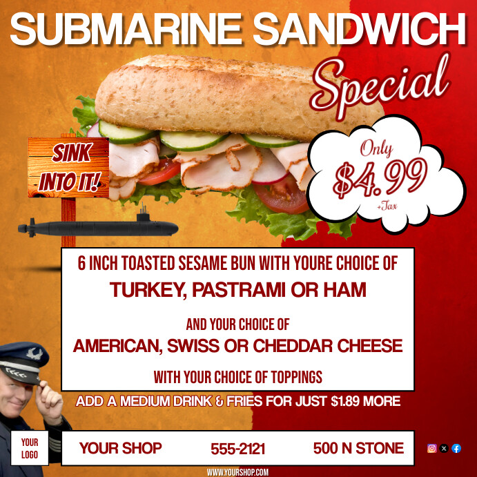 SUB SHOP INSTAGRAM POST Template | PosterMyWall