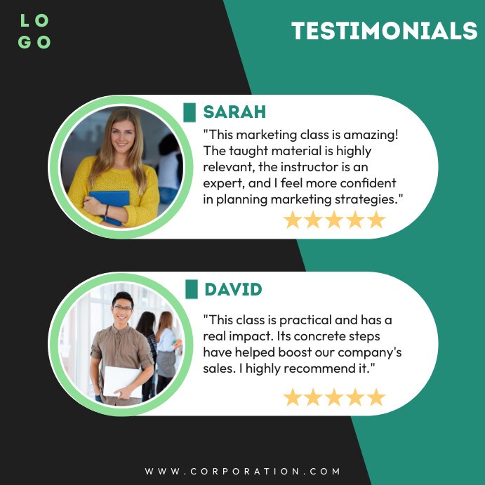 Success Stories Testimonials Green Template | PosterMyWall
