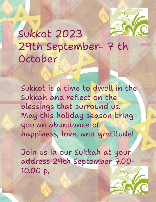 Copy of Sukkot greeting card | PosterMyWall