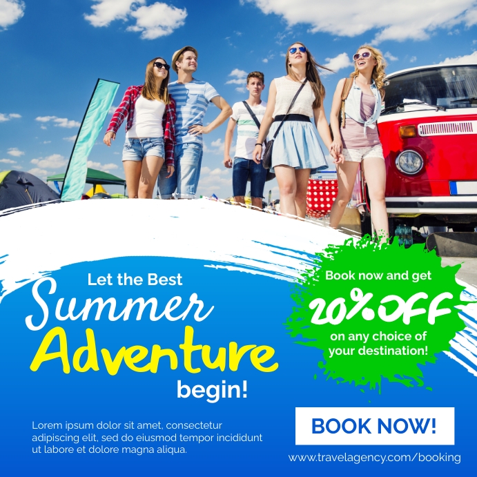Summer Adventure Promo Social Media Ad Template | PosterMyWall
