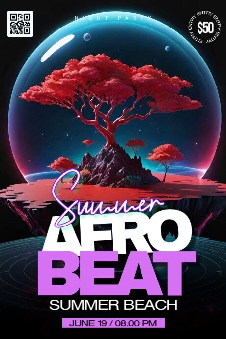 Summer Afro Night Party Video Template | PosterMyWall
