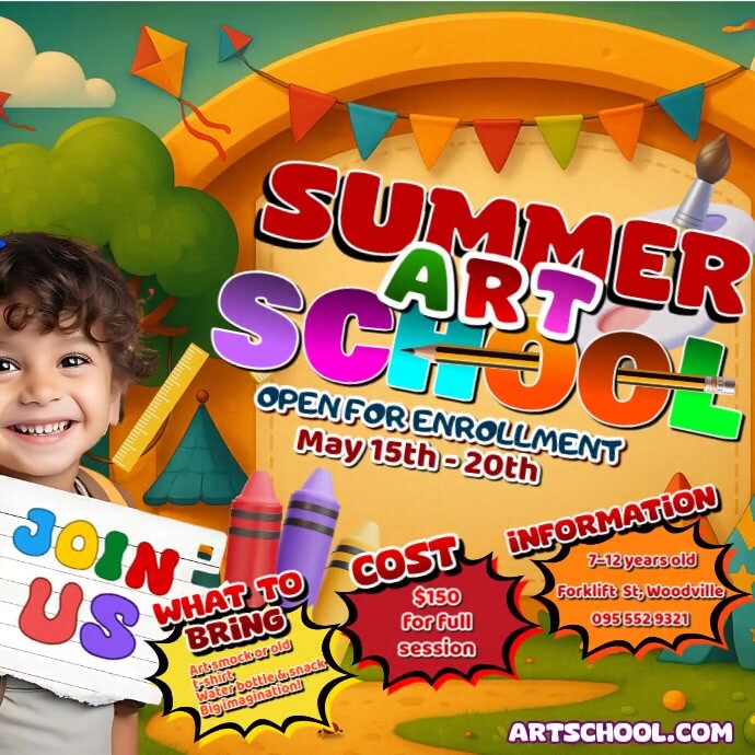 Summer Art School Template | PosterMyWall