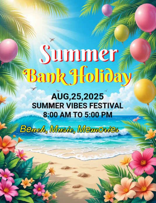 Copy of Summer Bank Holiday Flyer (us Letter) | PosterMyWall