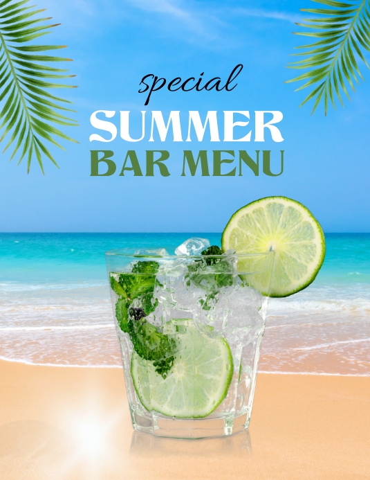 SUMMER BAR MENU Template | PosterMyWall