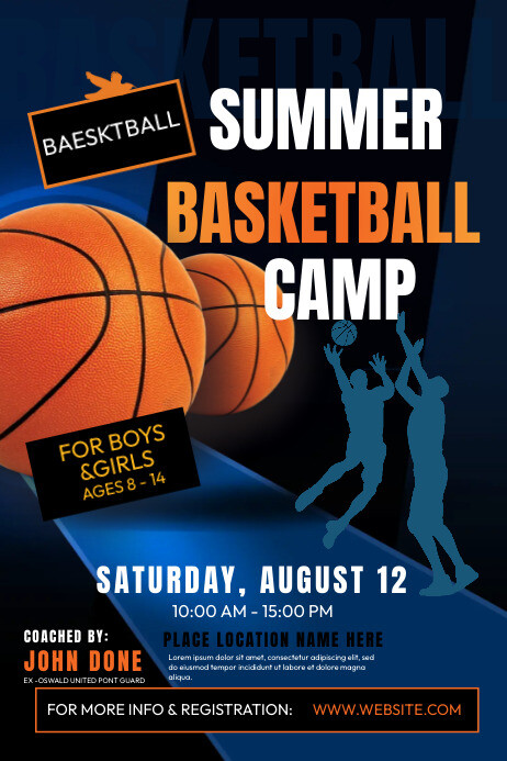 summer basketball camp poster template | PosterMyWall