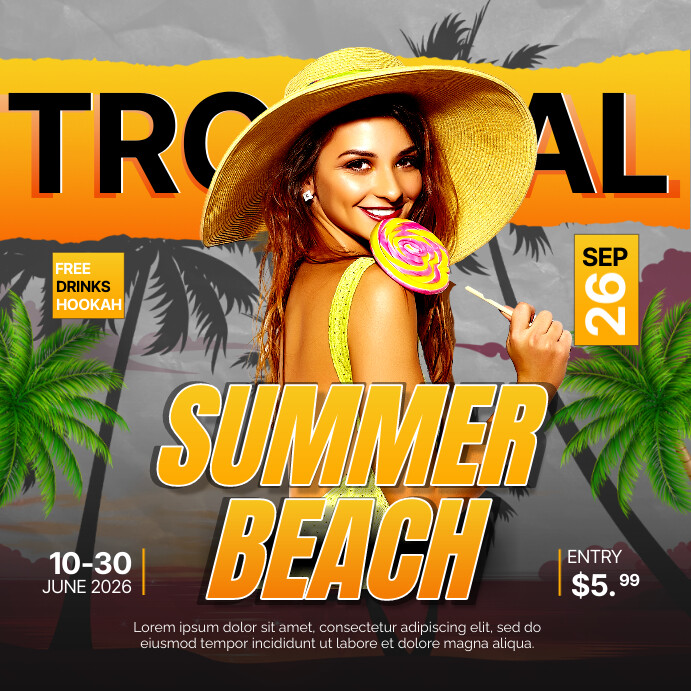 Summer Beach Ads Template | PosterMyWall