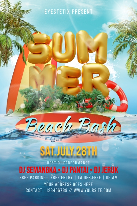 Copy of Summer Beach Bash Flyer/ Poster Template | PosterMyWall