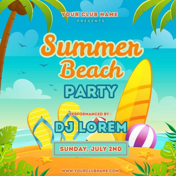 SUMMER BEACH Template | PosterMyWall