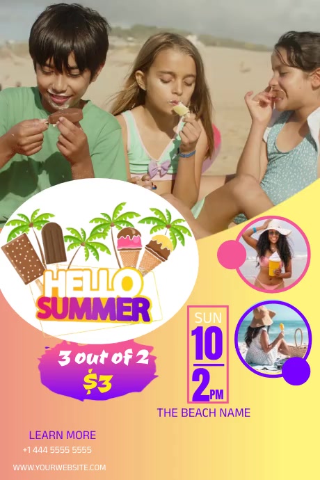 Copy of summer beach ice cream sale template | PosterMyWall