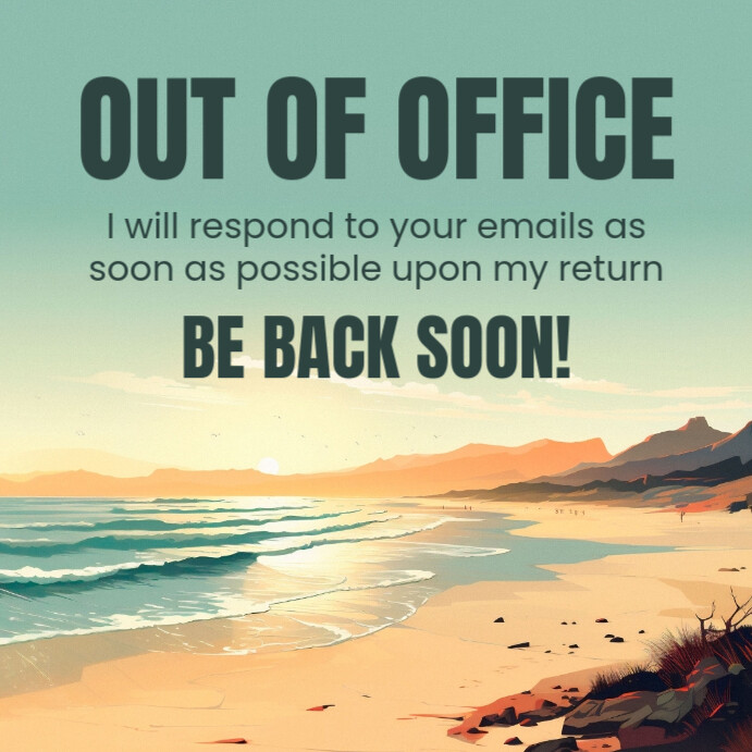 Summer Beach Out Of Office Instagram Post Template | PosterMyWall