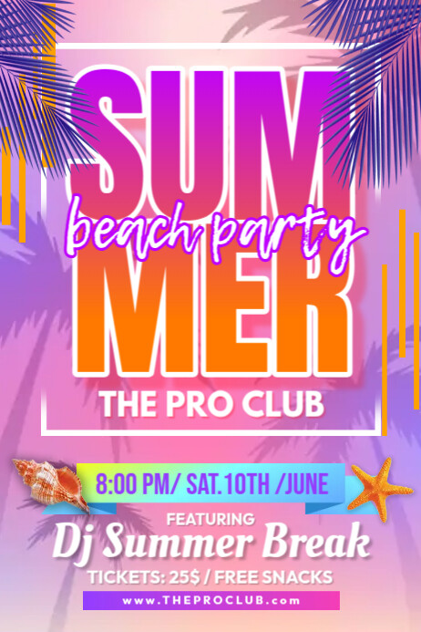 Summer Beach Party Ads Template | PosterMyWall