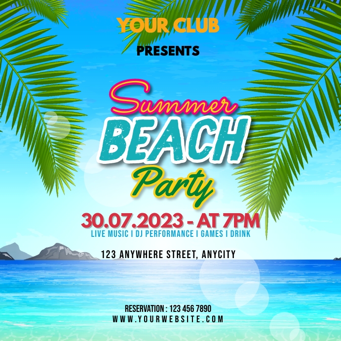 Summer Beach Party Template | PosterMyWall
