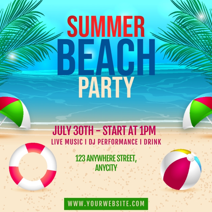 Summer Beach Party Template | PosterMyWall
