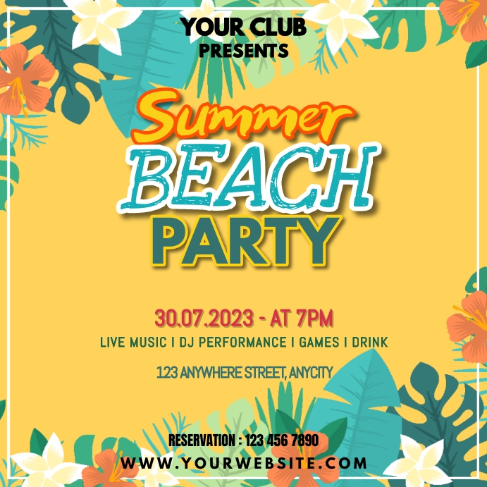 Summer Beach Party Template | PosterMyWall