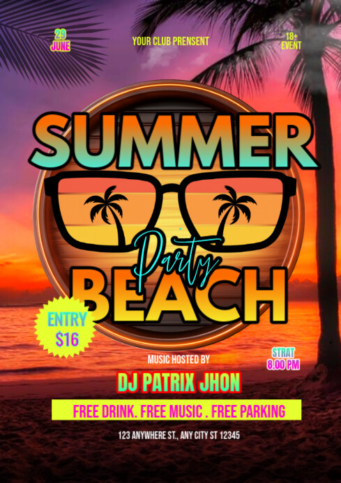 Summer beach party Template | PosterMyWall