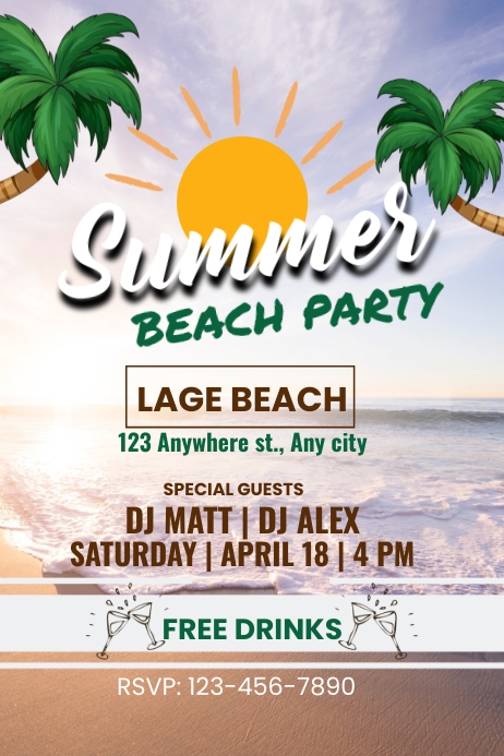 Summer Beach Party Template | PosterMyWall