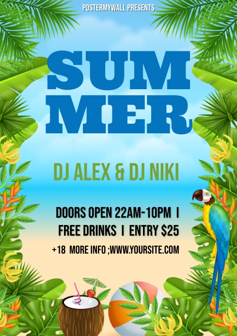 Summer Beach Party Template | PosterMyWall