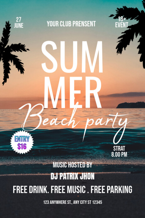 Summer beach party Template | PosterMyWall