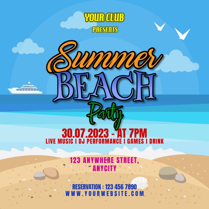 Summer Beach Party Template | PosterMyWall