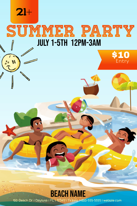Summer Beach Party Template | PosterMyWall