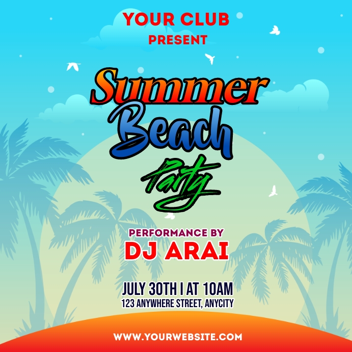 Summer Beach Party Template | PosterMyWall