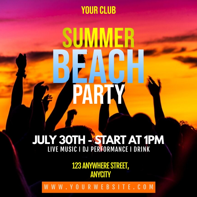 Summer Beach Party Template | PosterMyWall