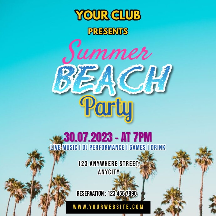 Summer Beach Party Template | PosterMyWall