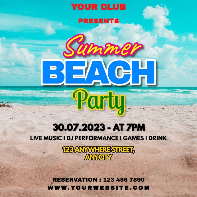 Summer Beach Party Template | PosterMyWall