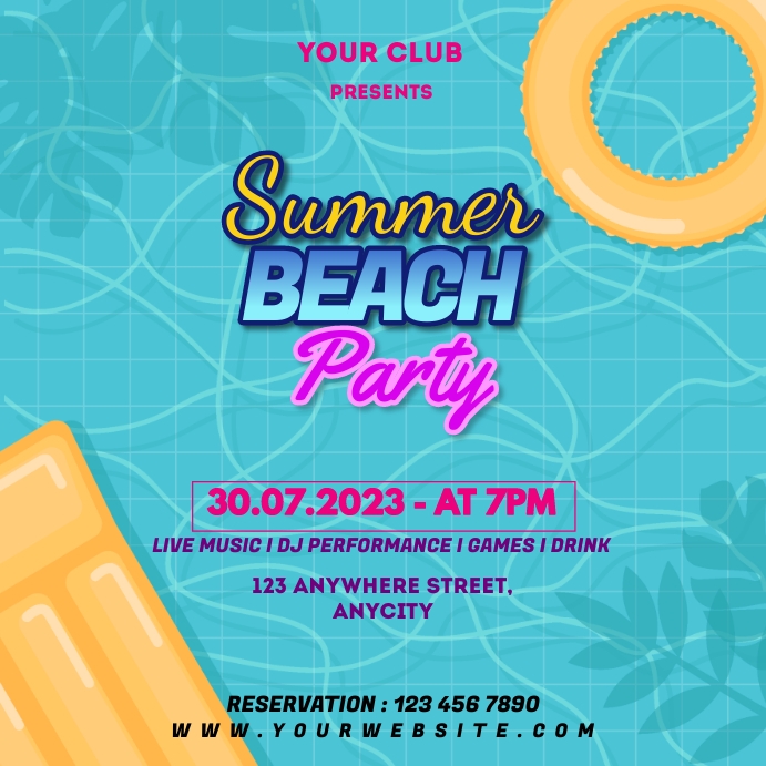 Summer Beach Party Template | PosterMyWall