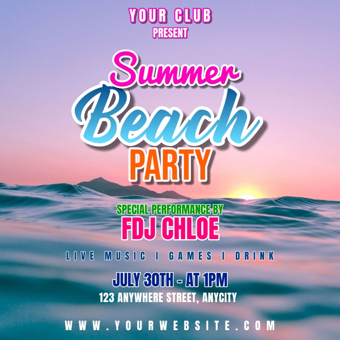 Summer Beach Party Template | PosterMyWall