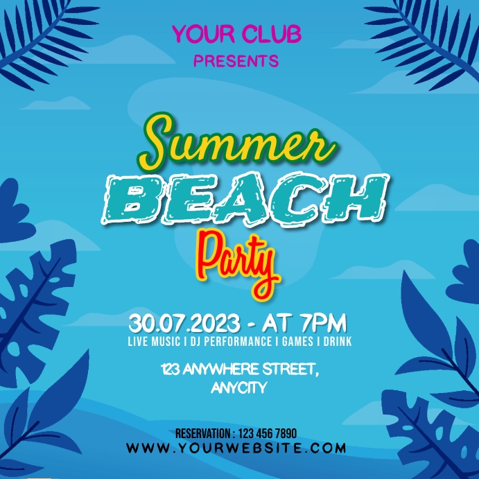 Summer Beach Party Template | PosterMyWall