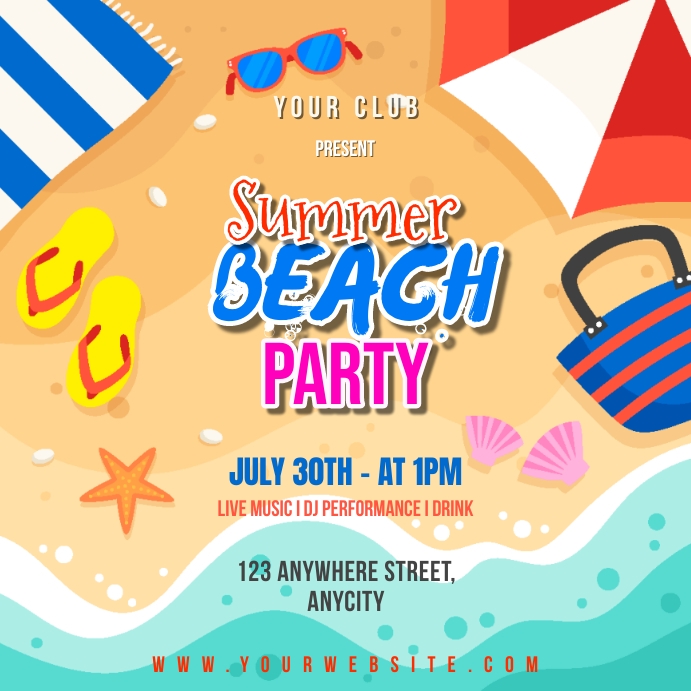 Summer Beach Party Template | PosterMyWall