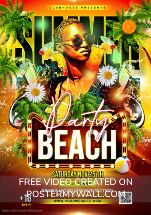 SUMMER BEACH PARTY Template | PosterMyWall