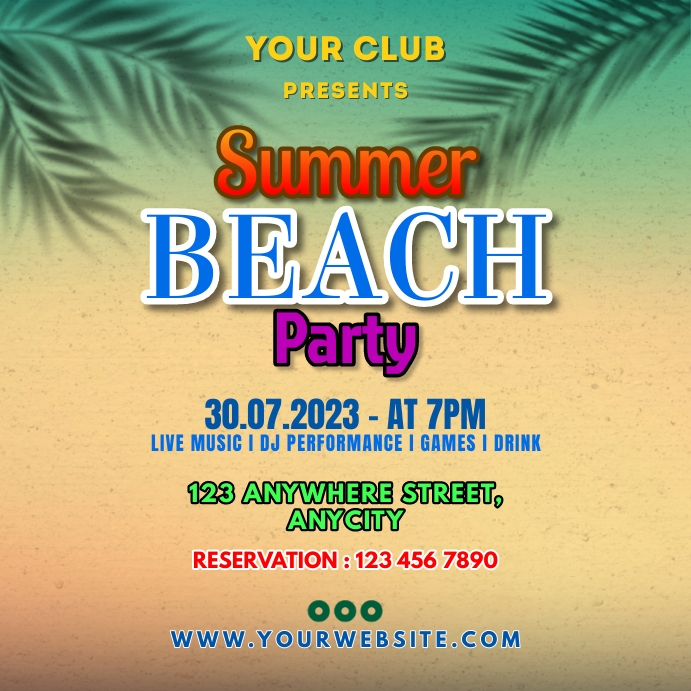 Summer Beach Party Template | PosterMyWall